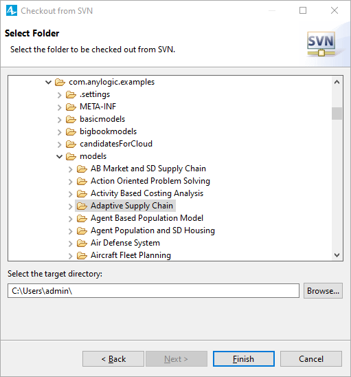 Checkout from SVN | AnyLogic Help