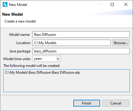 1. Creating a new model | AnyLogic Help